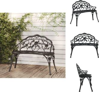 vidaXL Gartenbank 100 cm Aluminiumguss Schwarz - Gartenzubeh&ouml;r - Gartenbank - Sitzgelegenheit Im Freien - Balkonm&ouml;beln - Outdoor M&ouml;bel