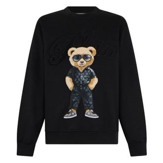 Philipp Plein Homme, Sweatshirts et sweats &agrave; capuche, Noir, Taille: M SweaT-shirt Col Rond Teddy