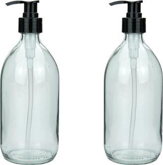 mikken Art 2 Seifenspender 500 ml Lotionspender Glas klar lebensmittelecht inkl. Beschriftungsetiketten
