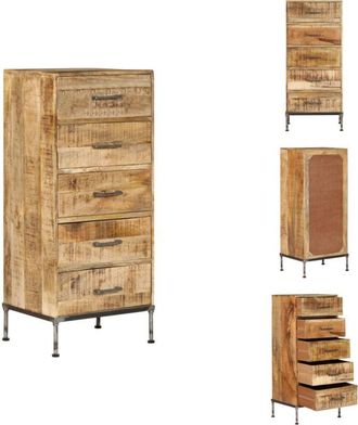 vidaXL Kommode 45x35x106 cm Massivholz Mango - Mangoholzm&ouml;bel - Holzkomode - Sideboard - Wohnzimmerm&ouml;bel - Vintage Stil