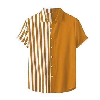 Generic Chemise d&eacute;contract&eacute;e &agrave; manches courtes pour hommes : chemise d&eacute;t&eacute; patchwork chemise de plage avec bouton t-shirt cardigan t-shirts respirants t-shirts