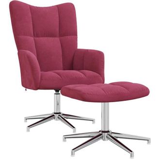 vidaXL Relaxsessel mit Hocker Weinrot Samt vidaXL