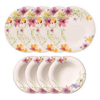 Villeroy & Boch Villeroy und Boch - Mariefleur Basic Tafel-Set, 8 tlg., Premium Porzellan, sp&uuml;lmaschinen-, mikrowellengeeignet, wei&szlig;/bunt
