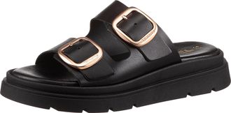 Tamaris Pantolette TAMARIS, Damen, Gr. 41, schwarz, Leder, unifarben, Basic, Schuhe Pantolette, Keilabsatz, Plateau, Sommerschuh, mit Touch It-Ausstattung