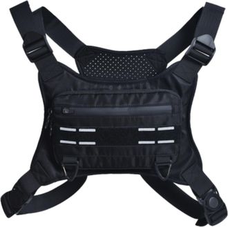 Generico Brusttasche - Wasserdichter und reflektierender und atmungsaktiver Stoff, Brusttasche f&uuml;r Laufen, Wandern, Radfahren, Outdoor-Aktivit&auml;ten, schwarz, si