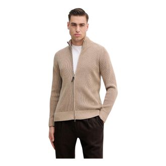 Hackett Woll-Baumwoll-Zweifarben-Strickjacke mit durchgehendem Rei&szlig;verschluss - - Knitwear - Herren - Beige - XL