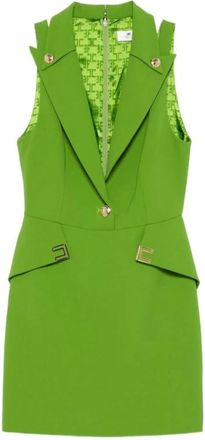 Elisabetta Franchi Femme, Robes, Vert, Taille: 38 FR Mini-robe en cr&ecirc;pe stretch double