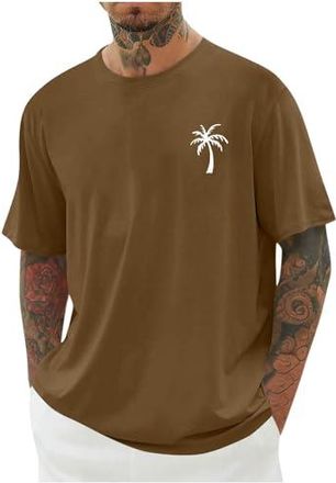 Generic T-shirts &agrave; col rond &agrave; manches courtes pour homme - L&eacute;ger - Hauts de loisirs - Confortable et respirant - Extensible dans de nombreuses couleurs - Chem