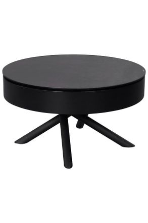 Novel Couchtisch, Schwarz, Bronze, Metall, Glas, Keramik, Holzwerkstoff, rund, Rundrohr, 73.5x42x73.5 cm, Stauraum, Wohnzimmer