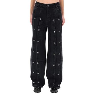 Rotate Button Detail Wide Jeans - - Jeans - Damen - Schwarzk - W27