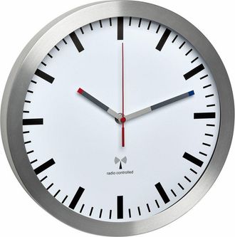 TFA Dostmann Analoge Funk-Wanduhr, leise Uhr, mit Aluminium-Rahmen, Funkuhr, weiß, 60.3528.02 L 300 x B 45 x H 300 mm