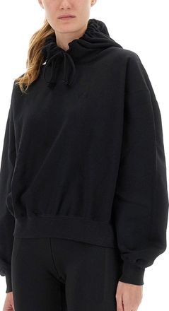 adidas Logo-Print Cotton Hoodie - Black