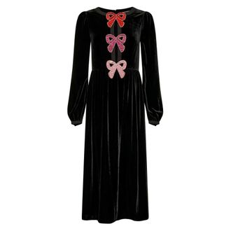 Saloni Robe midi en velours Camille - Femme - Robes - Noir - Taille: 42 FR