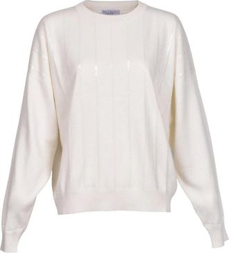 Brunello Cucinelli Femme, Pulls, Blanc, Taille: 46 FR Cashmere Sweater