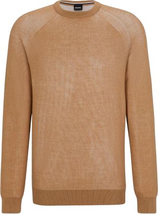 HUGO BOSS Pullover f&uuml;r Herren, Feinstrick, Raglan&auml;rmel (Mittelbeige)