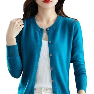 Generic Gilet Femme Cardigan Pull Cachemire Col V Long Grande Taille Gilets Chic et Elegant L&eacute;Ger Manches Longues Laine Cardigan avec Boutons Pull en Tricot M