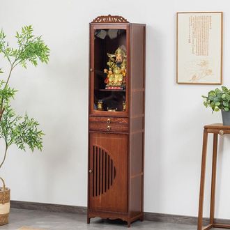 Generic Hausaltar, Bambusaltartisch, pers&ouml;nlicher Altarschrank mit Buddha-Nische, chinesischer Meditationsschrank mit Schublade und Ablage, Vintage-Opfertisch