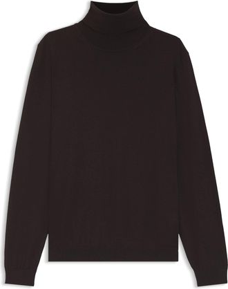 BOSS Herren Musso-P Slim-Fit Rollkragenpullover aus extrafeiner Merinowolle Dunkelbraun L