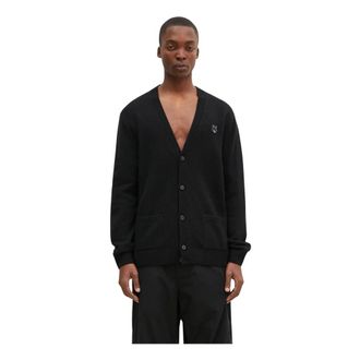 Maison Kitsun&eacute; Cardigan mit auff&auml;lligem Fuchskopf-Patch - - Knitwear - Herren - Schwarzk - S