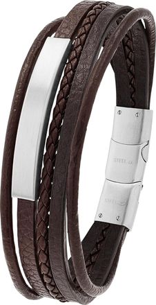 Tom Tailor Tom Tailor Identarmband f&uuml;r Herren, Edelstahl und Leder, 20+1,5 cm, braun, Geschenkidee, Armschmuck, Herrenschmuck, 2100695