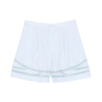 Ermanno Scervino Femme, Shorts, Bleu, Taille: 36 FR Lace-trim Pleated Shorts