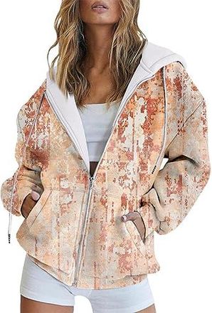 Generic Sweat &agrave; capuche pour femme - Oversize - 2026 - Y2k - Fermeture &eacute;clair - Veste &agrave; capuche - Automne - Hiver - Manteau long - Pull surdimensionn&eacute; - Loisi