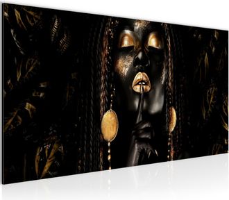 Runa Art Wandbild Abstrakt 100L x 40B cm Modern Bild auf Vlies Leinwand Schwarz Gold Wohnzimmer Schlafzimmer B&uuml;ro Frau Sch&ouml;nheit 060312c