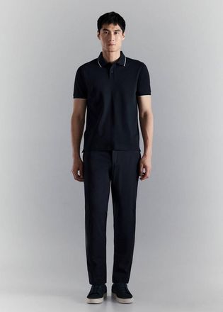 Mango Polo piqu&eacute; comfort stretch Coolmax bleu marine - Homme - XXL - MANGO MAN