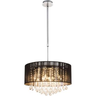 Globo Lighting LED Decken Pendel H&auml;nge Lampe Leuchte Metall Chrom Seide Glas Kristalle K&uuml;che