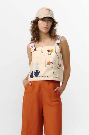 Suite13lab Damen vegan Top Odiel Print Holiday Beige
