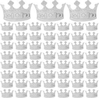 Valiclud 4 St&uuml;ck Pack Silbernes Kr&ouml;nchen Konfetti aus PVC Filigrane Tischdekoration f&uuml;r Hochzeiten Geburtstage und Babypartys Leicht und Platzsparend