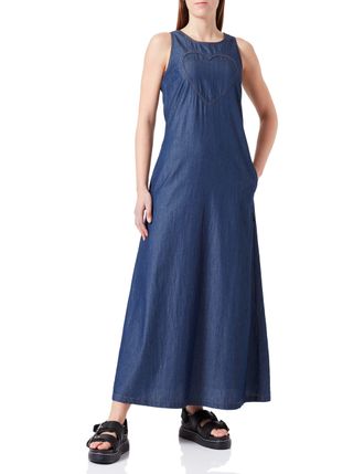 Love Moschino Damen Sleeveless Long Dress, Blau, 46 EU