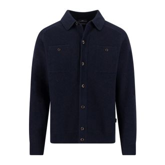 Fynch-Hatton Walkwolle Strickjacke mit Hemdkragen - - Knitwear - Herren - Blau - XL