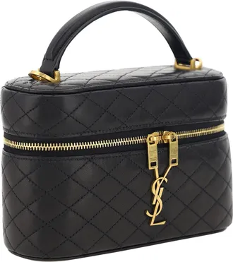 Saint Laurent Womens Vanity Gaby Leather Handbag Nero Lamb Ovis Aries Shoulder Bags