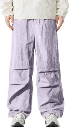 Generic Pantalon droit pour homme avec cordon de serrage &agrave; la taille &eacute;lastique pour les sorties d&eacute;contract&eacute;es, pantalon l&eacute;ger et confortable, Violet clair, 4X