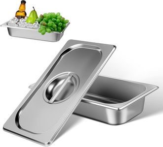 Aboofan Edelstahl Eisbeh&auml;lter Mit Deckel F&uuml;r Gefrierschrank Zur Aufbewahrung Von Eiscreme Joghurt Obst Und Anderen Lebensmitteln Wiederverwendbar Metall Box F