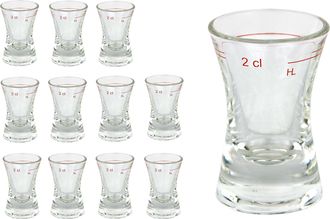 Van Well Schnapsglas Set 12-teilig geeicht 2 cl konkav mit Eichstrich hochwertiges Shot Glas