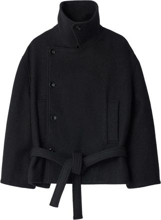 Christophe Lemaire Short Wrap Coat In Felted Wool And Alpaca Blend