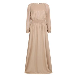 PESERICO Femme, Robes, Beige, Taille: 46 FR Robe Maxi avec Cha&icirc;ne Monil