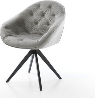 DELIFE Esszimmerstuhl Gaio-Flex Samt Grau Kreuzgestell kantig Schwarz, Esszimmerstühle