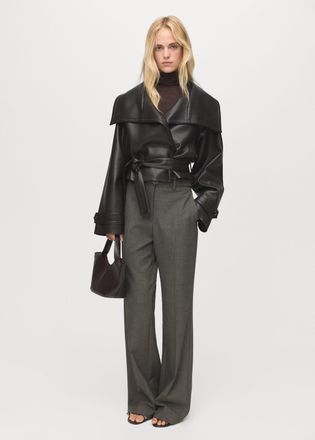 Mango Gerade Hose mit Gürtel braun - Damen - 34 - MANGO