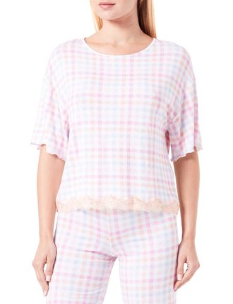 Benetton Damen M/L 3v383m03x T-Shirt, Vichy Rosa Orange 60J, Small