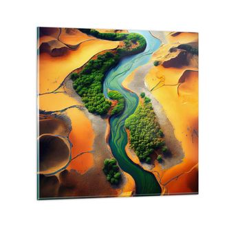 Arttor Bilder auf Glas 70x70cm Glasbild Landschaft Natur Fluss Gro&szlig; Wanddeko Bild im Glas Schlafzimmer K&uuml;che Deko Wandbilder Dekoration Wohnzimmer Modern Wal