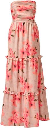 Adrianna Papell Abendkleid Printed Satin Long Dress Weiches, romantisches, bedrucktes tr&auml;gerloses Abendkleid