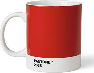 Copenhagen Design Pantone Porzellan Kaffeetasse, dickwandig, Kaffeebecher sp&uuml;lmaschinenfest, 375ml, Red 2035, rot