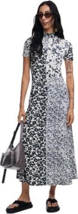 Desigual Robe en Tricot à Manches Courtes pour Femme, Blanc, XL