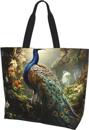 Generic Paon Sur LArbre Sac Courses Imperm&eacute;able Sacs De Courses D&eacute;contract&eacute; Sac &Agrave; Bandouli&egrave;re Pour Voyage Quotidienne Shopping