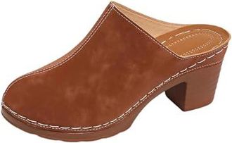 Generic Sandales &agrave; talons pour femme - Bout ferm&eacute; - Confortables - Couleur unie - &Eacute;l&eacute;gantes - Polyvalentes - Talon &eacute;pais - Classique - Respirantes - &Agrave; enfiler