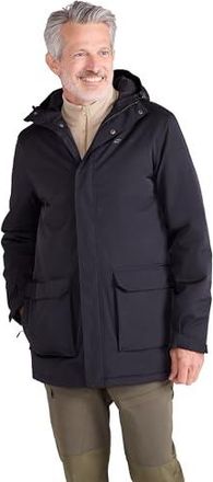 Mountain Warehouse Ranger Parka rembourr&eacute; pour Homme - Manteau r&eacute;sistant &agrave; leau avec Capuche, Poignets et Poches lat&eacute;rales r&eacute;glables - Id&eacute;al pour lautomne et lhiver Noir