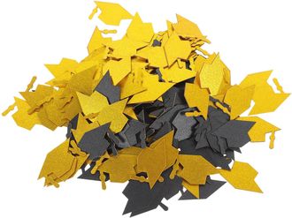 Lurrose 200 Stück Teiliges Abschlusskonfetti in Doktorhut-Form Schwarz und Gold Hochwertige Papierstreuung für Festliche Abschlussfeiern Tischdekoration für A